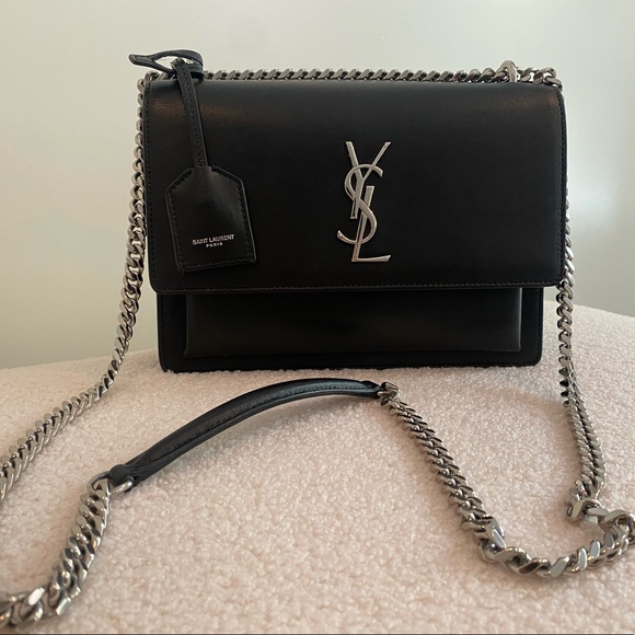 Saint Laurent | Bags | Saint Laurent Ysl Sunset Medium Chain Bag In Smooth Leather Noirblack ...